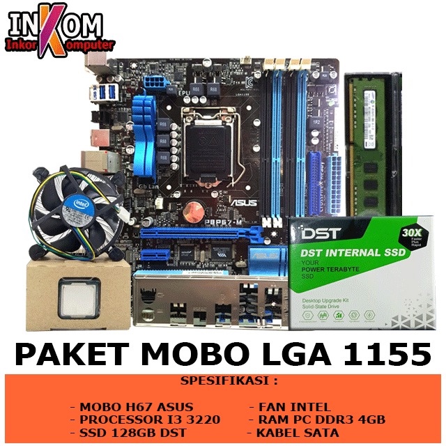 Package Mobo Onboard H67 LGA 1155 DDR3 Plus Ram Processor i3 3220 i5 ...