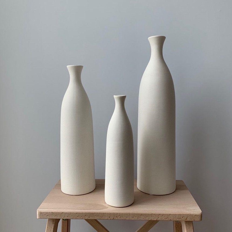 PASU BUNGA RUANG TAMU AESTHETIC, MODERN WHITE CERAMIC VASE, AESTHETIC ...