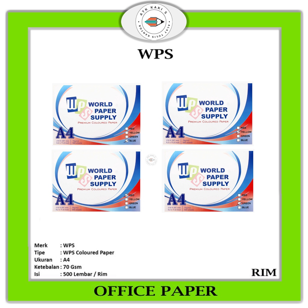 Wps - HVS A4 Paper Color 70gr - Rim | Shopee Malaysia