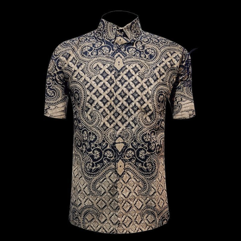 KEMEJA KATUN Men's Batik Shirt Short Sleeve Premium Slimfit Cotton ...