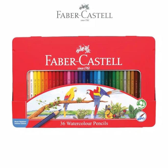 Faber Castell 36 Water Color Colored Pencils Can Packaging (Tin Case ...