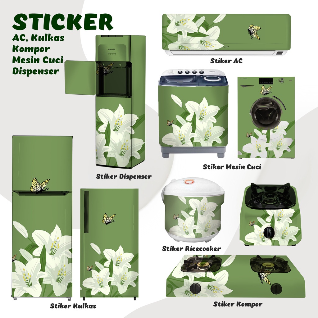 MESIN MERAH HIJAU Stickers for 1 & 2 Door Refrigerator, Stove, Magicom ...