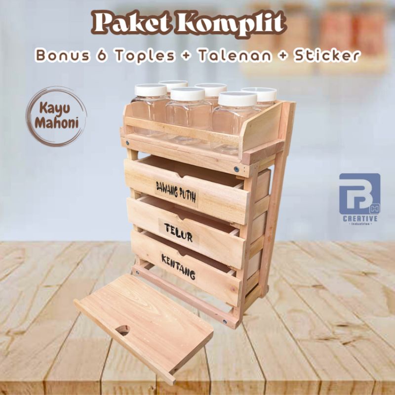 Complete Package Of Onion Rack Drawer Model Kitchen Spice Rack Free Jar ...