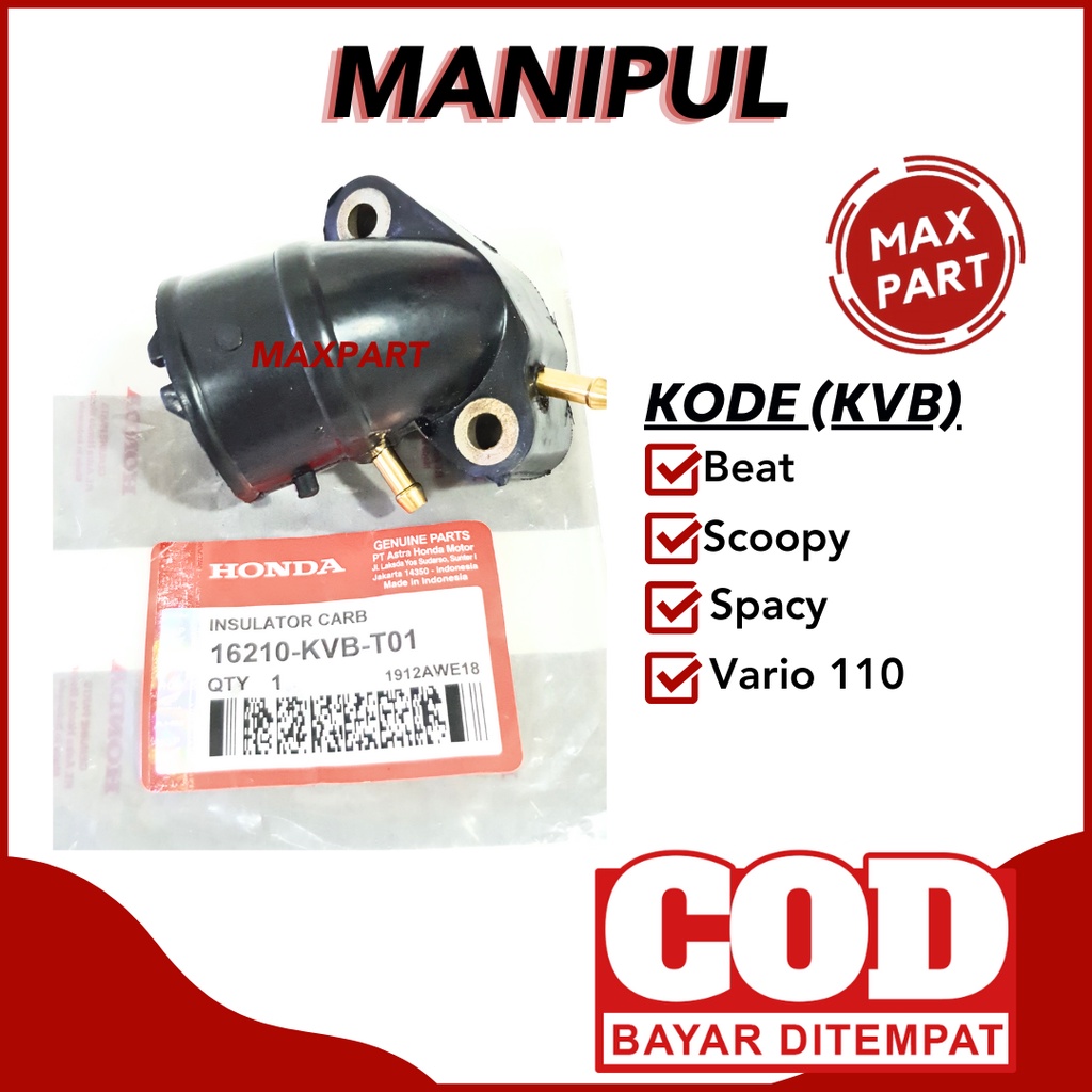Rubber MANIPUL INTAKE INTEK KVB MANIFOLD INSULATOR Carburetor HONDA VARIO 110 BEAT SPACY MAXPART ...
