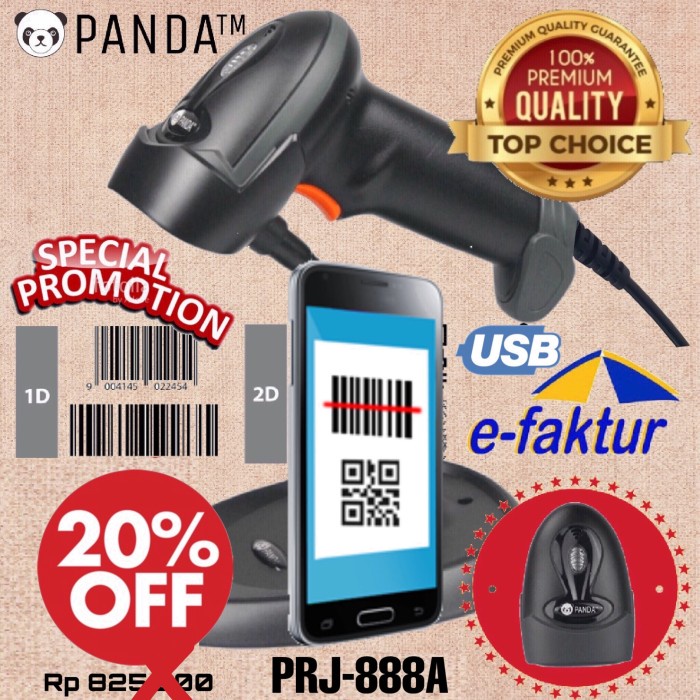Ready 2D BARCODE SCANNER E-Invoice PANDA PRJ-888A AUTO+STAND(QR Code-Efafecture) | Shopee Malaysia