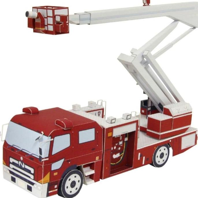 Diy Papercraft Pattern Articulated Ladder Truck Construction Vehicle ...