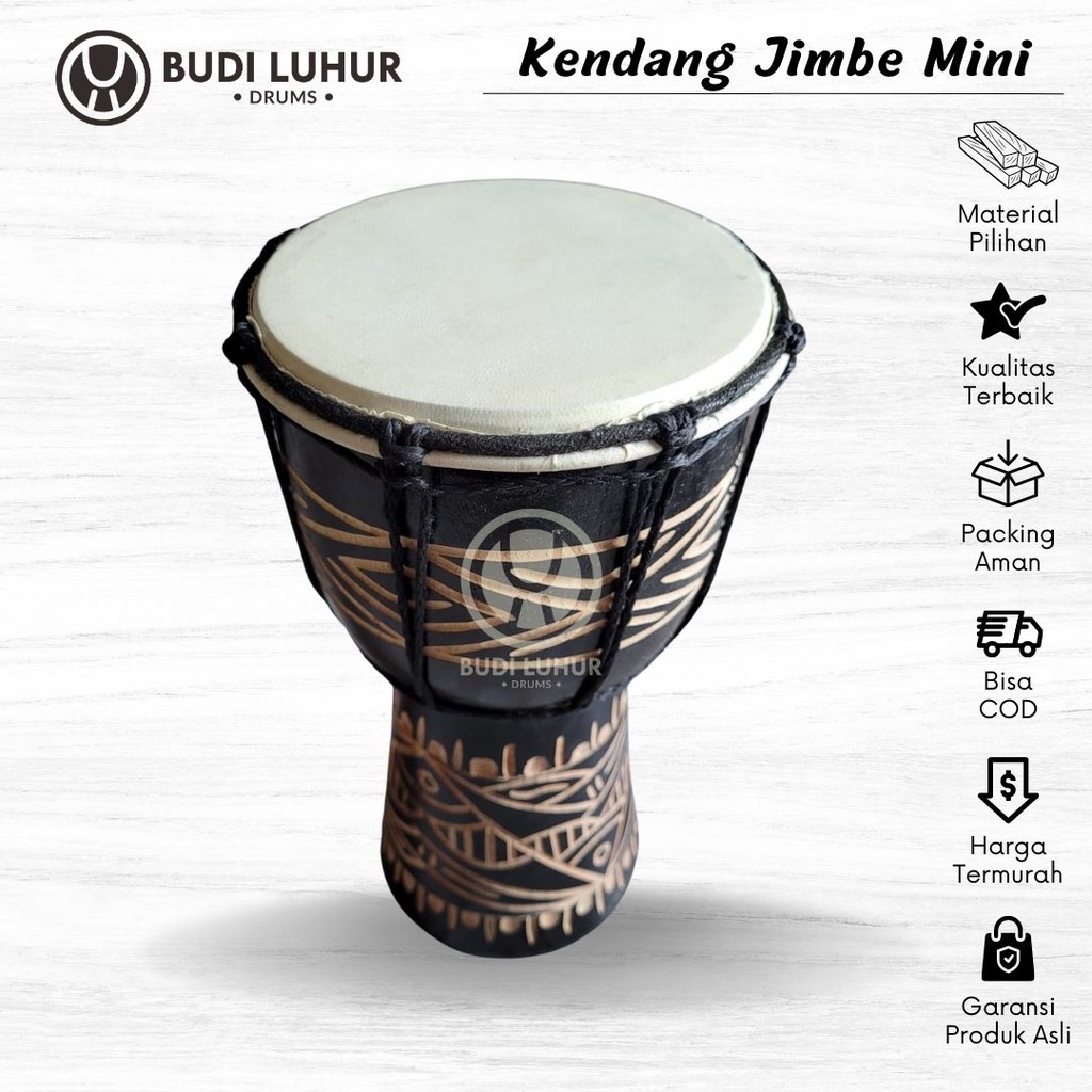 HITAM Jimbe Drum 30cm Black Carved Small Children's Drum Toys Mini Size ...