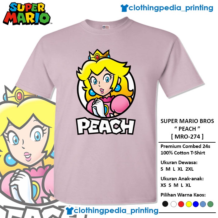 Princess Peach The Super Mario Bros Character Peach T-Shirt | Shopee ...
