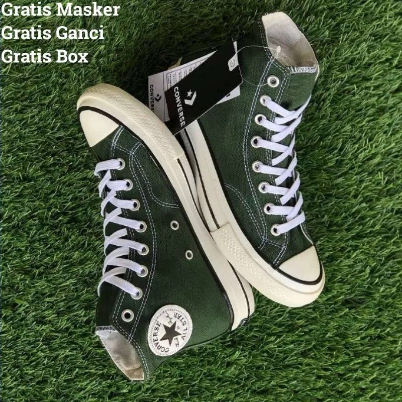 HIJAU Converse 70s High Army Green Shoes Premium Men's Sneakers ...