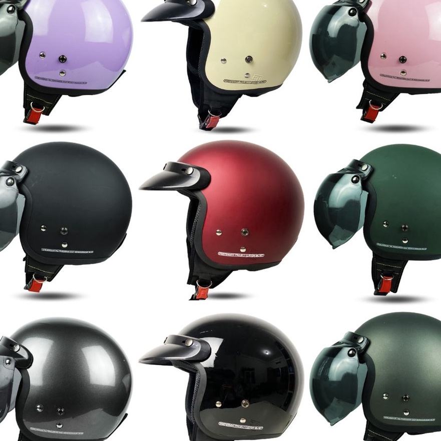 HITAM Bogo Plain Retro SNI Helmet Pastel Color Girls Boys Black Plain ...