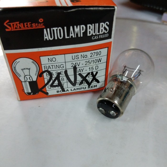 Hubcap Truck Brake Light Bulb 24 Volt 2 Legs 25/10W Large 24V Stanlee ...