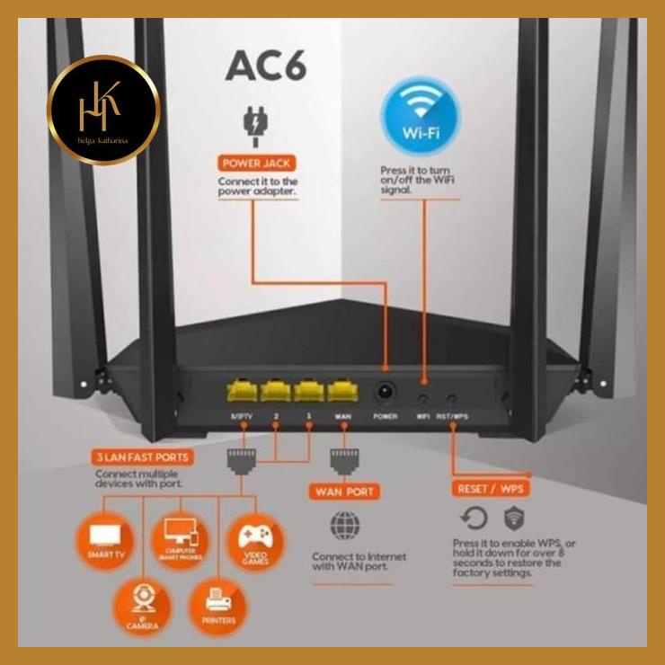 Original Tenda AC6 2.4G/5.0 GHz Smart Dual Band AC1200 Wireless Router helga_katharina | Shopee ...