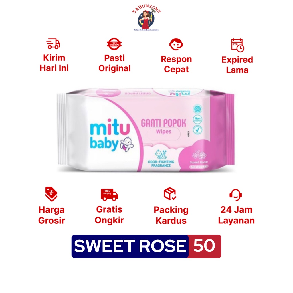 Mitu Baby Antiseptic Wipes Sweet Rose Wet Wipes 50 sheets | Shopee Malaysia