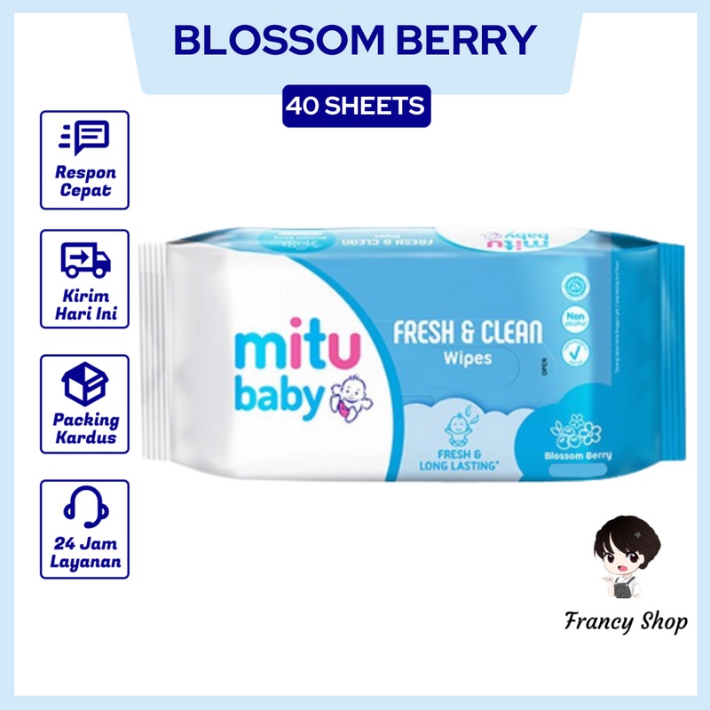 Mitu Baby Antiseptic Wipes Blossom Berry Wet Wipes 40 sheets | Shopee ...