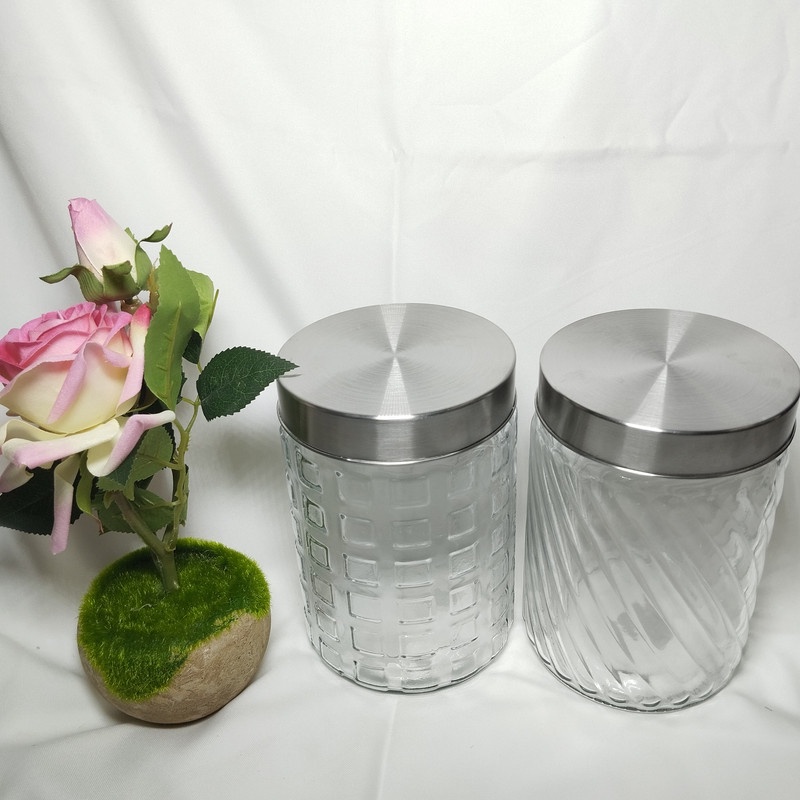 2-tier Round Glass Jar With Stainless Lid Threaded Model Cake Jar Box ...