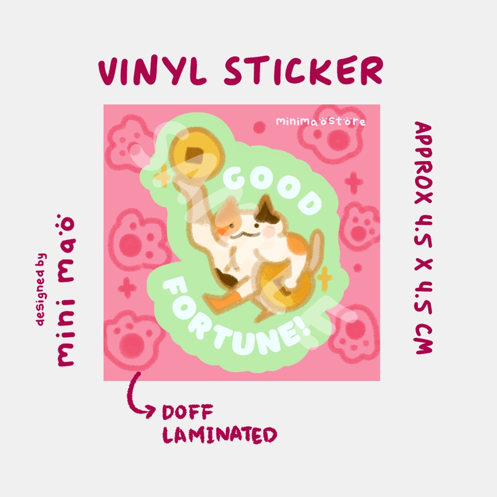 Mini Buff Lucky Cat Sticker (4.5 x4.5 cm) | Shopee Malaysia