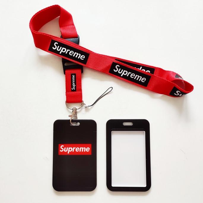 Id Card Holder Name Tag Lanyard/Black Supreme Card Necklace | Shopee ...
