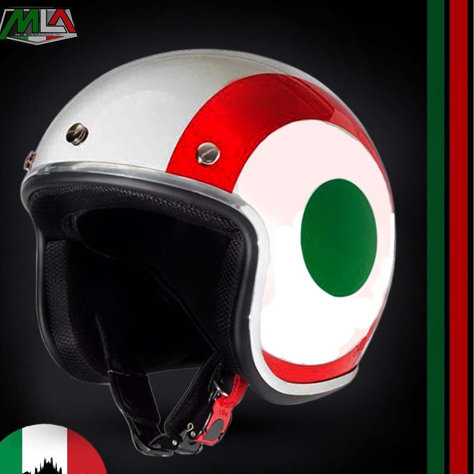 LATEST TRENDS Adult Bogo Helmet with Vespa Italian Flag Chrome Trim ...