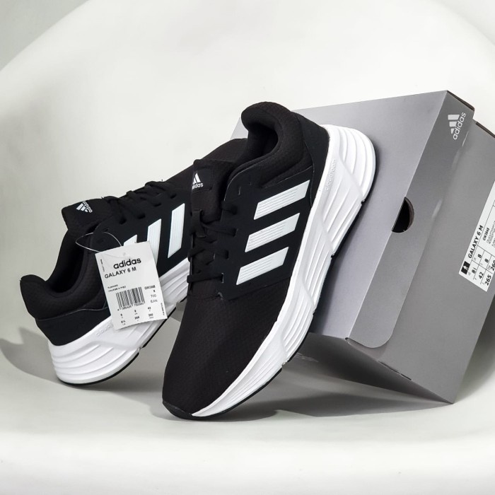 Cuci GUDANG Men's Running Sneakers Shoes Adidas Galaxy 6M Black White ...