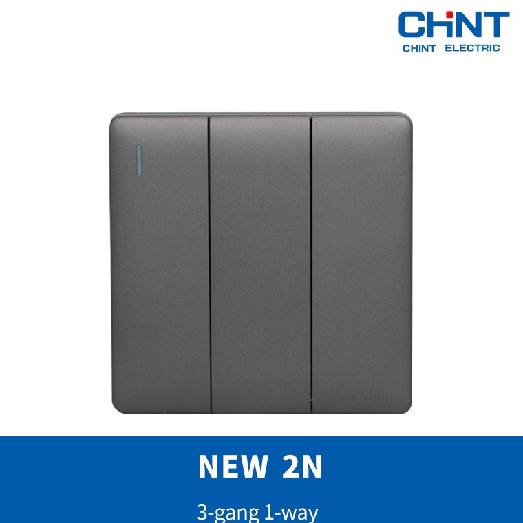 Ple CHINT NEW2N - GRAY BLACK 3-gang 1-way switch 10AX 250V/switch ...