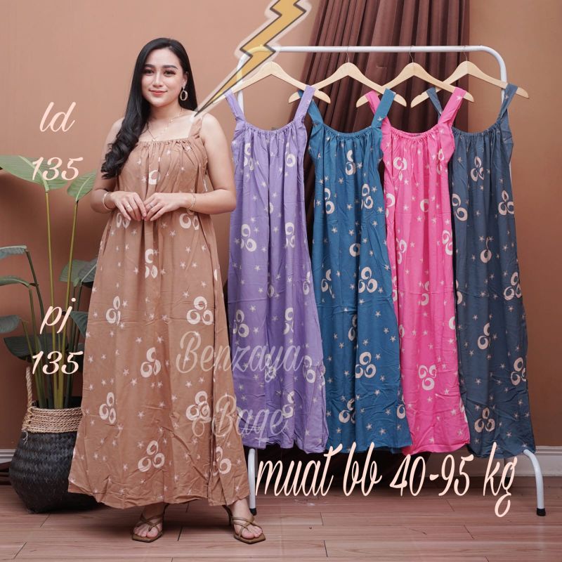 Daster Long Dress Rayon Jumbo Big size muat bb 95kg Dress tali One ...