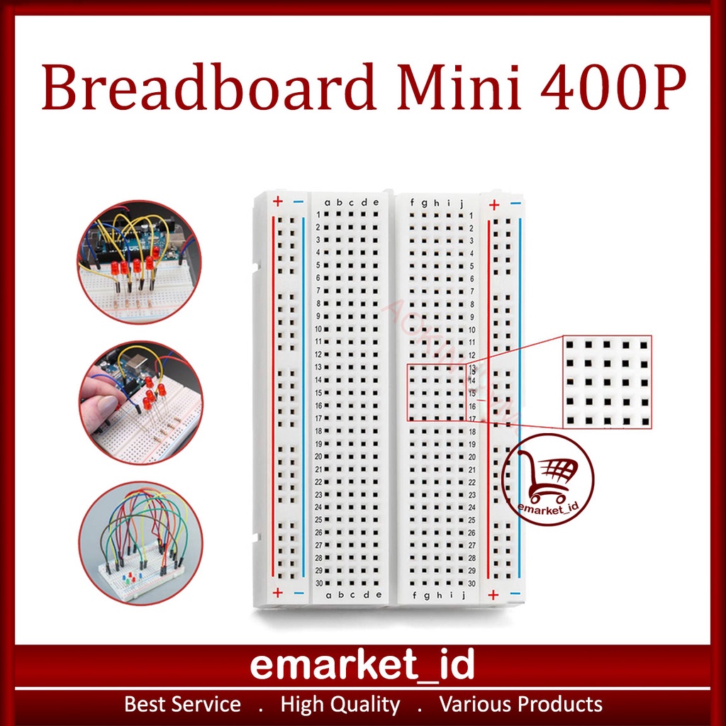 Mini Breadboard 400 Tie Points/400P Solderless Point Fits 85x55mm ...