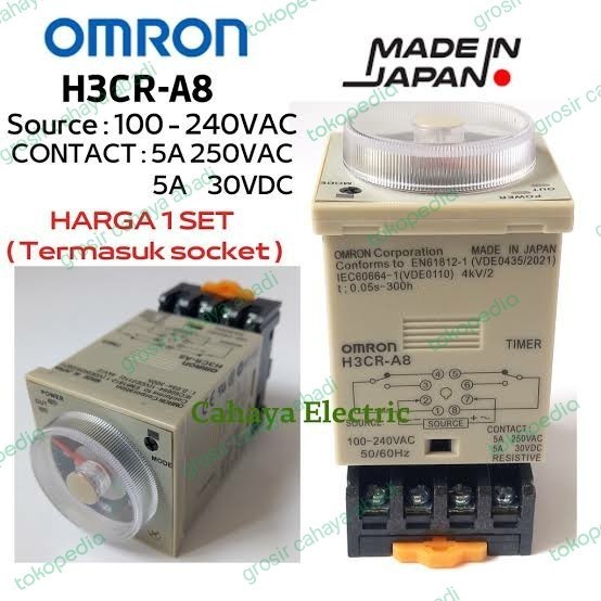 Timer Omron Original H3Cr-A8/A8 100-220Vac Plus Socket/Timer 220V ...