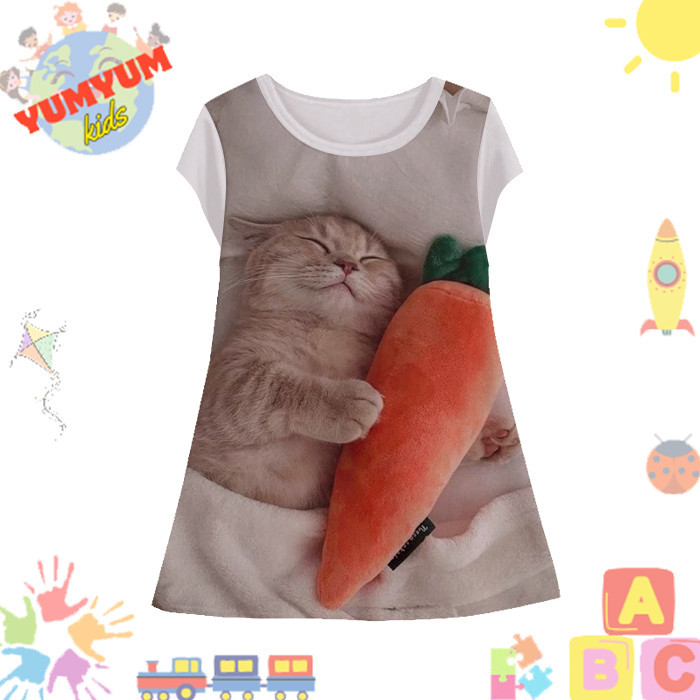 Cat Girl's Dress v3 Women's Tunic Animated Film Cartoon Cat 3D Printing ...