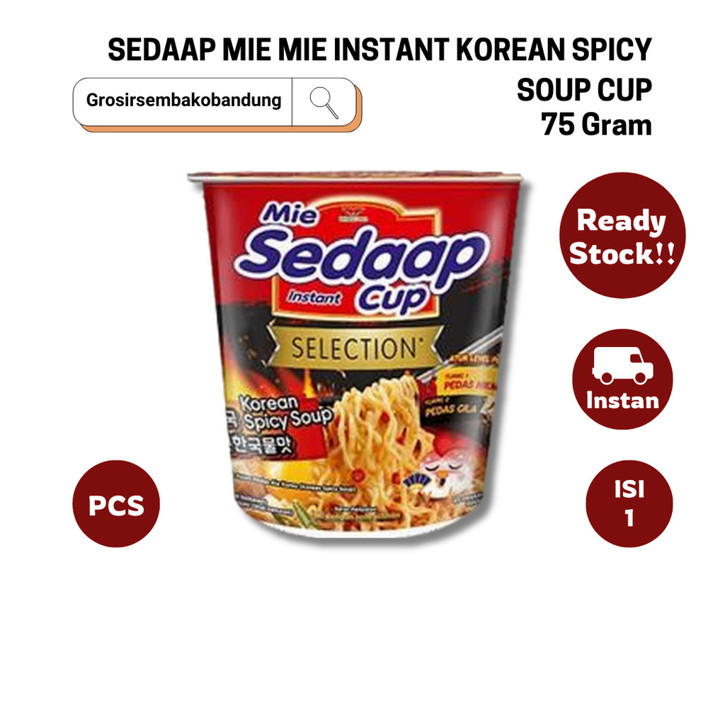 Sedaap INSTANT NOODLES KOREAN SPICY SOUP CUP 75g - 1 Pcs - Bandung City ...