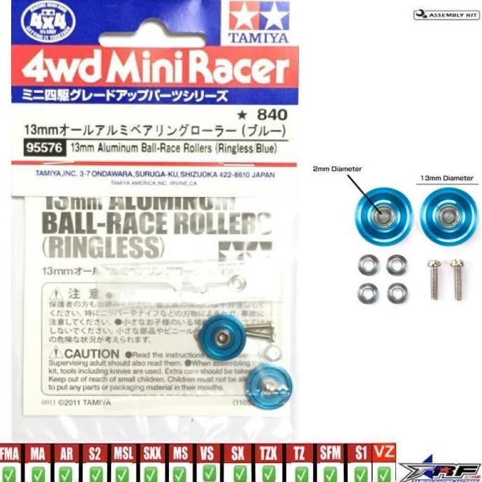 TAMIYA 920576 13MM ALUMINUM BALL RACE ROLLERS (RINGLESS BLUE) | Shopee ...