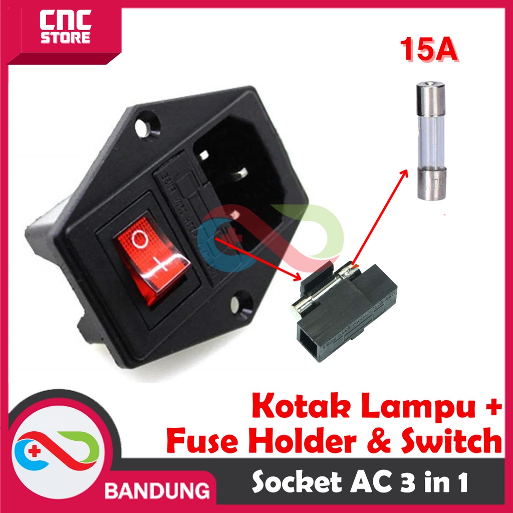 Ac SOCKET 3IN1 LIGHT BOX + FUSE HOLDER POWER OUTLET SOCKET SWITCH ...