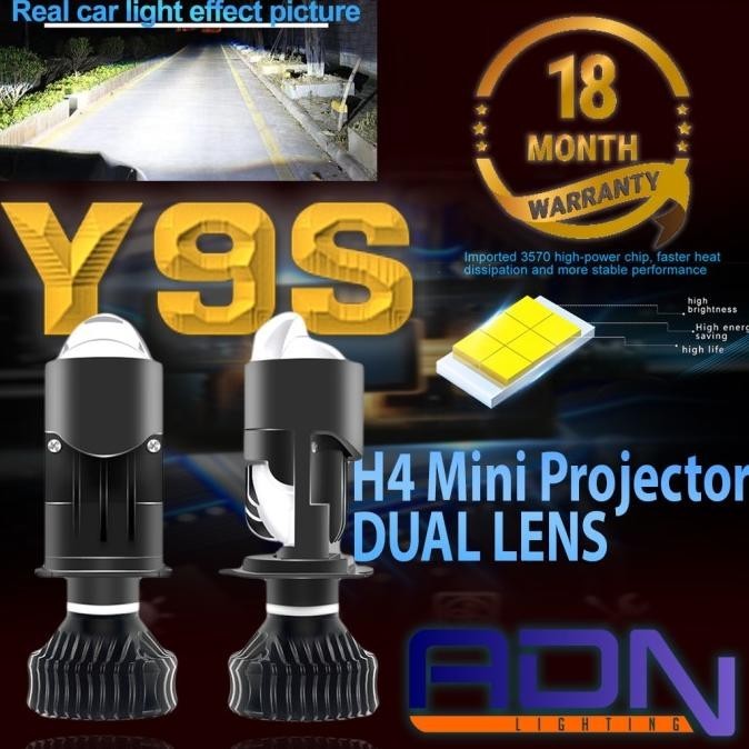 Led Lamp H4 Mini Projector Biled Motorcycle Car Y9S 40W Dual Lens Adn ...