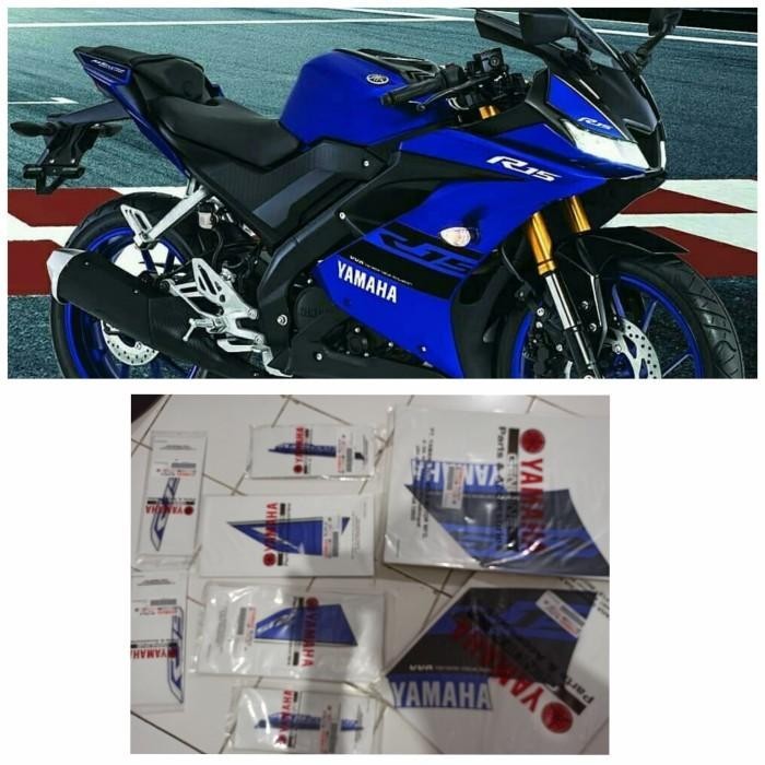 HITAM Original Yamaha R15 V3 Black Blue 2018 2019 Premium Striping ...