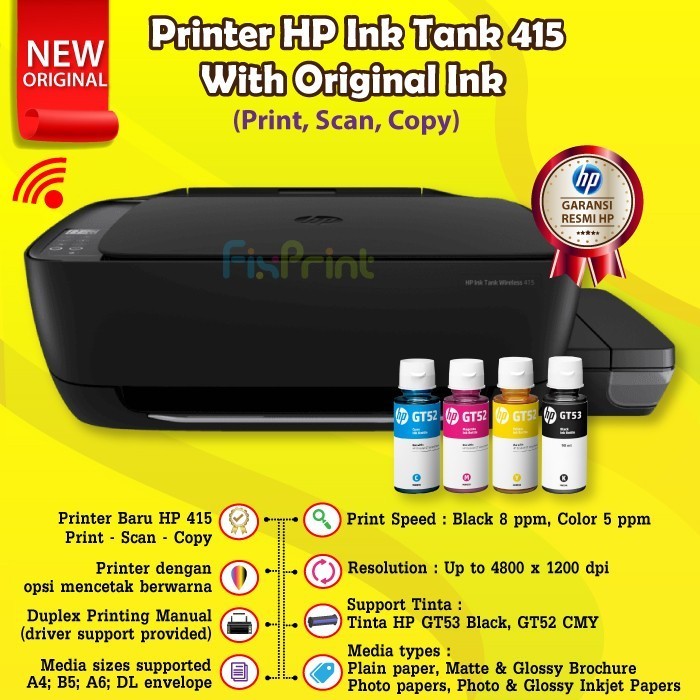 Hp Ink Tank 415 Printer Print Scan Copy Wifi Wireless All In One ...