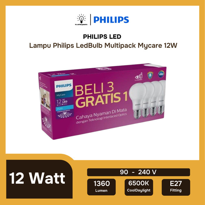 Philips LED Lamp [PACK] Bulb 12-98W E27 6500K 230V A60-MyCare (White) | Shopee Malaysia