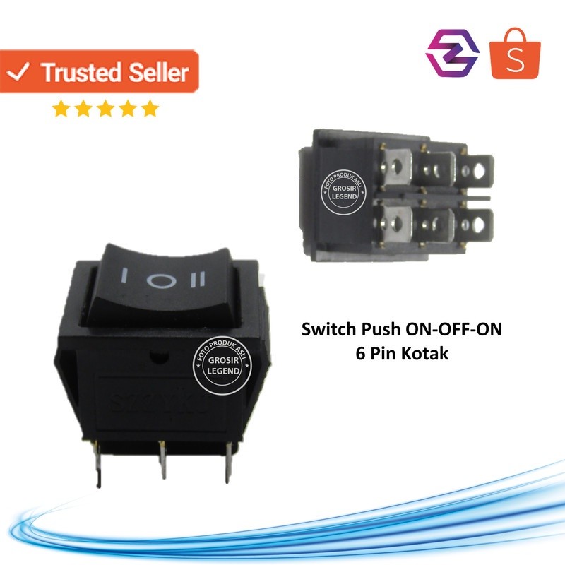 HITAM Push switch button Press on off on Black Box 6-pin Feet | Shopee ...