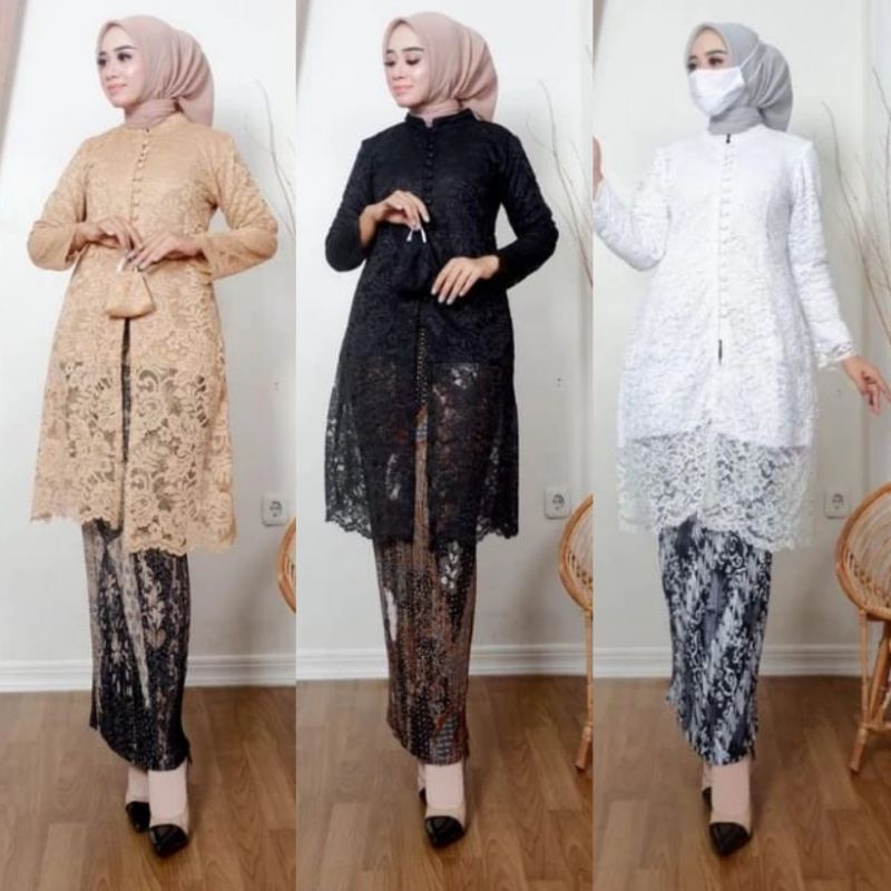KEBAYA SET BROKEN TUNIC FRONT BUTTONS MODERN BUSUI TUNIC KEBAYA FIANCE ...