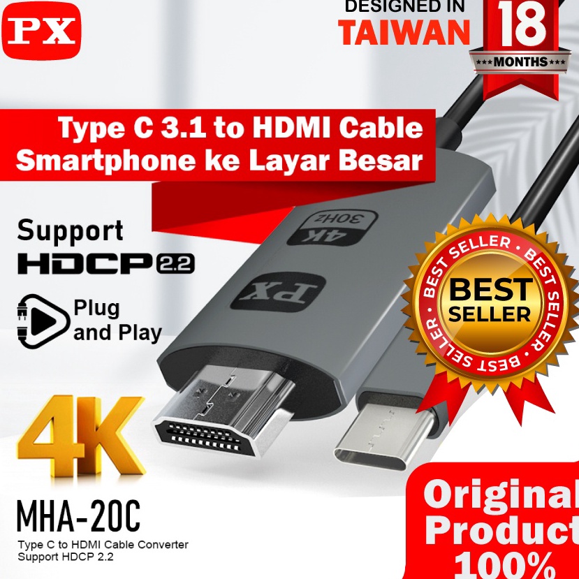Mhl USB Type C 3.1 to HDMI TV Converter Cable 4K PX MHA-20C 2meter ...