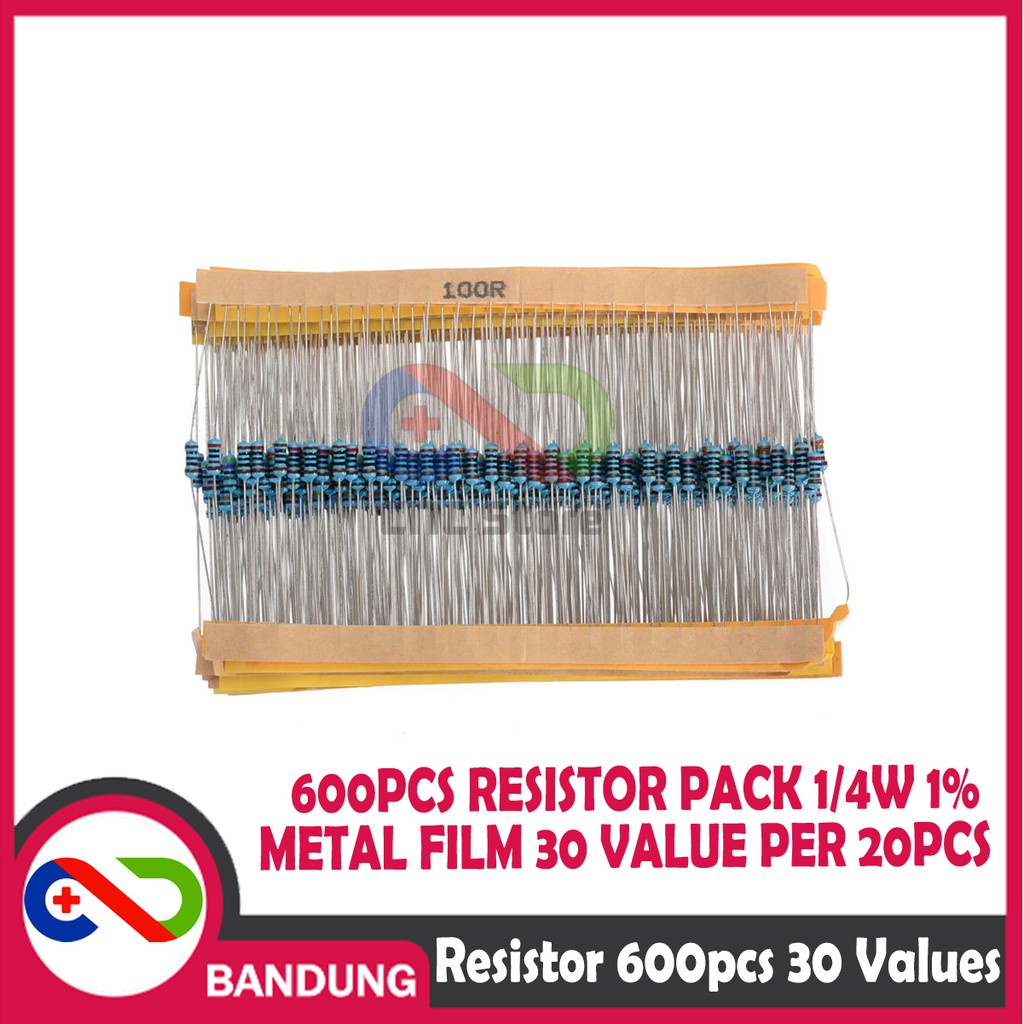 Package 600PCS RESISTOR PACK 1/4W 1% METAL FILM 30 VALUE PER 20PCS ...