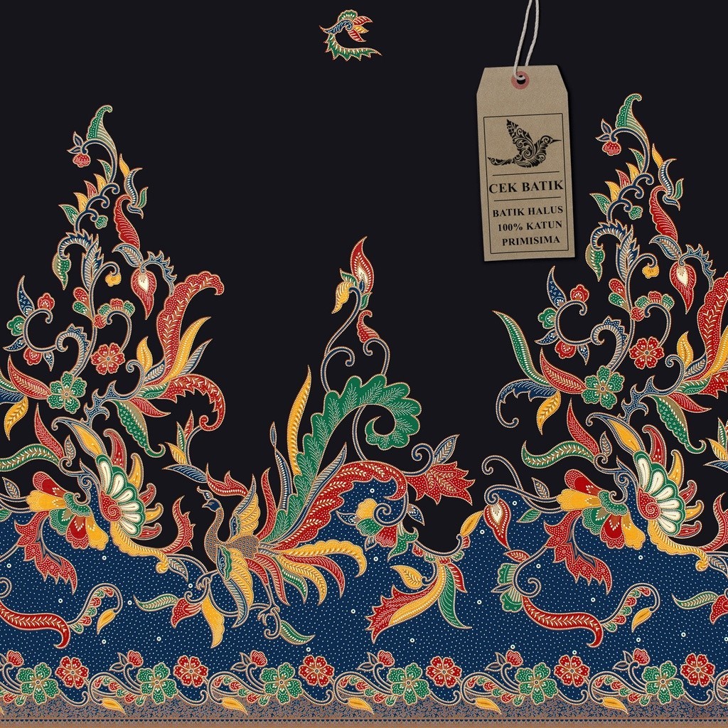 HITAM Batik Fabric - Batik Fabric - Peacock & Elegant Flower Batik ...