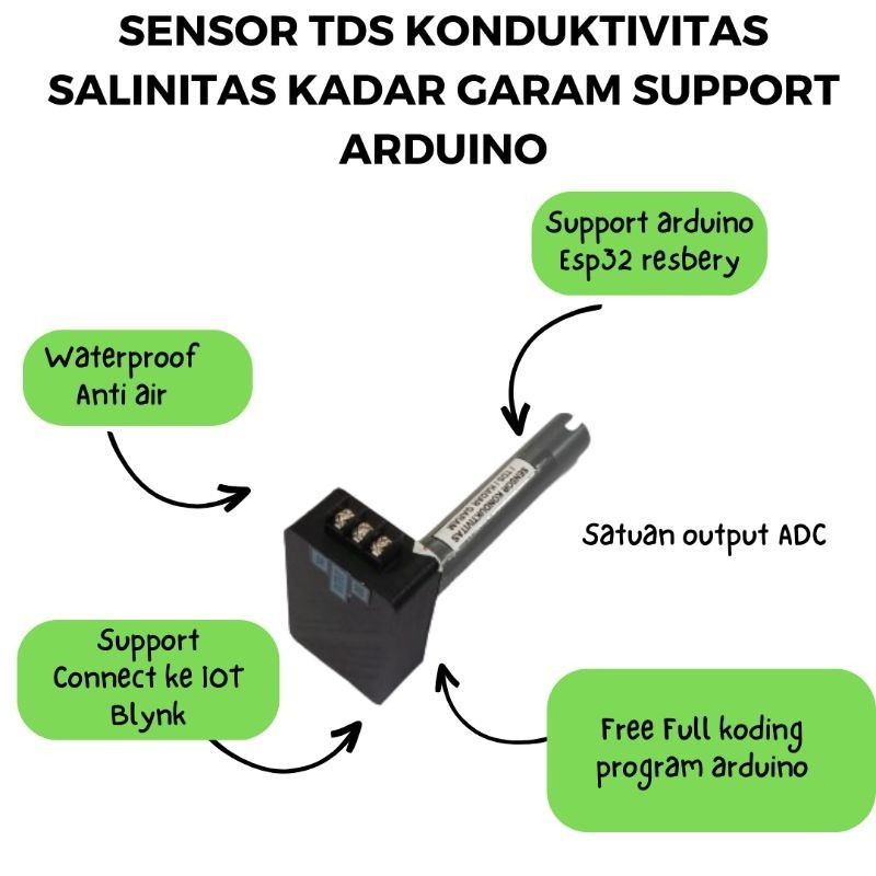 Salinity Conductivity Sensor TDS Salt Level Support Arduino | Shopee ...