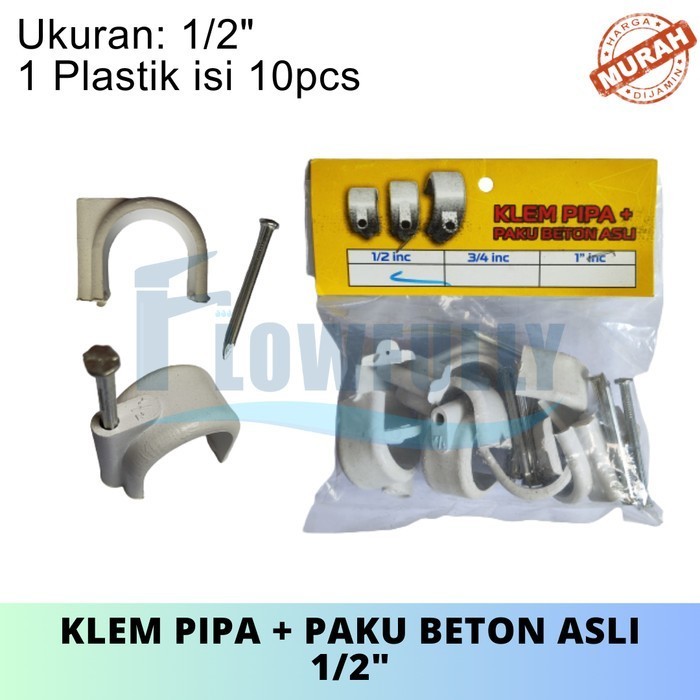 Pvc Pipe Clamps + Dumbo Concrete Nails 1/2 Inch Omega Clam Clamp - 1 ...
