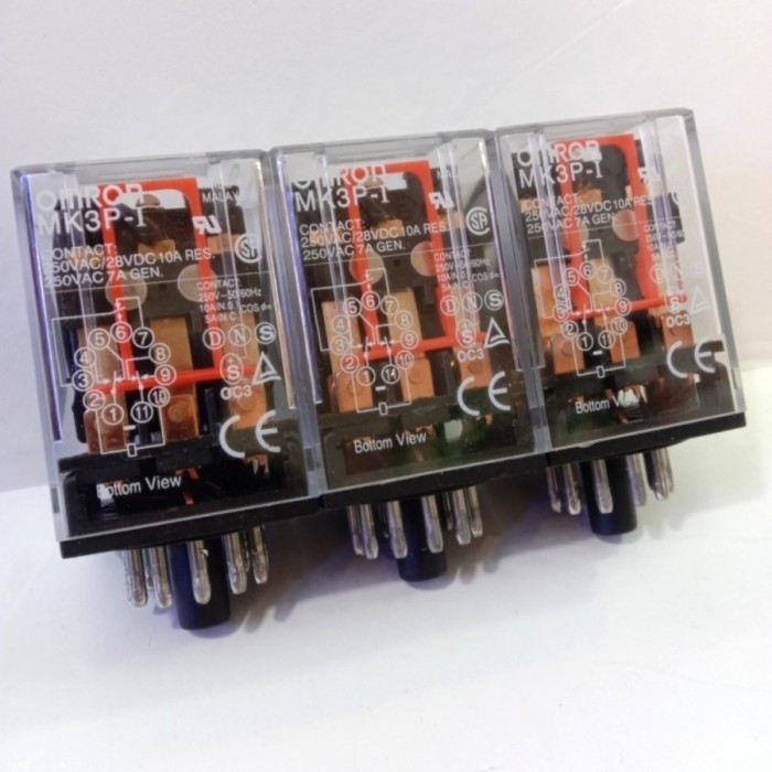 Ready Relay Mk3P-I Omron Relay + Socket Mk3P 11 Pin 220Vac - 24Vac ...