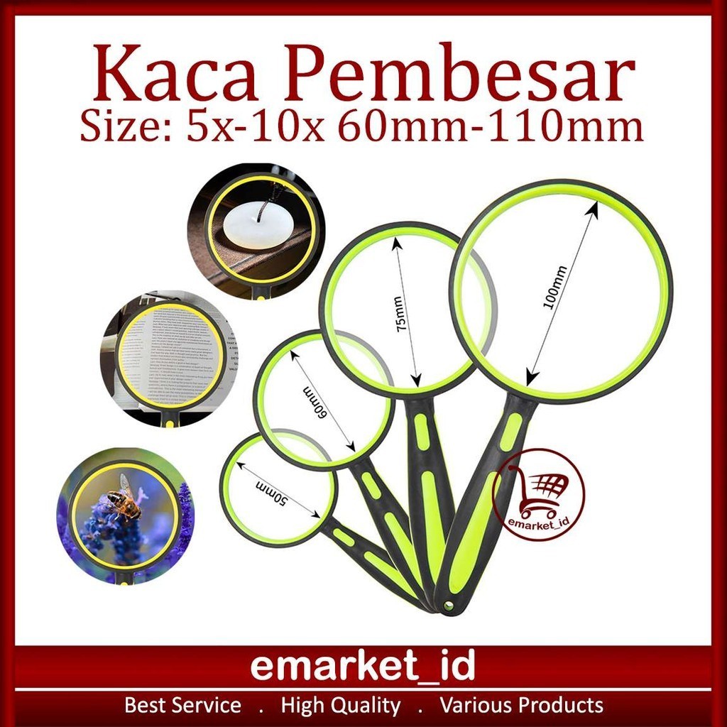 Rubber Handle Magnifying Glass 5x-10x 60mm-110mm AG81 / Handheld Lens ...