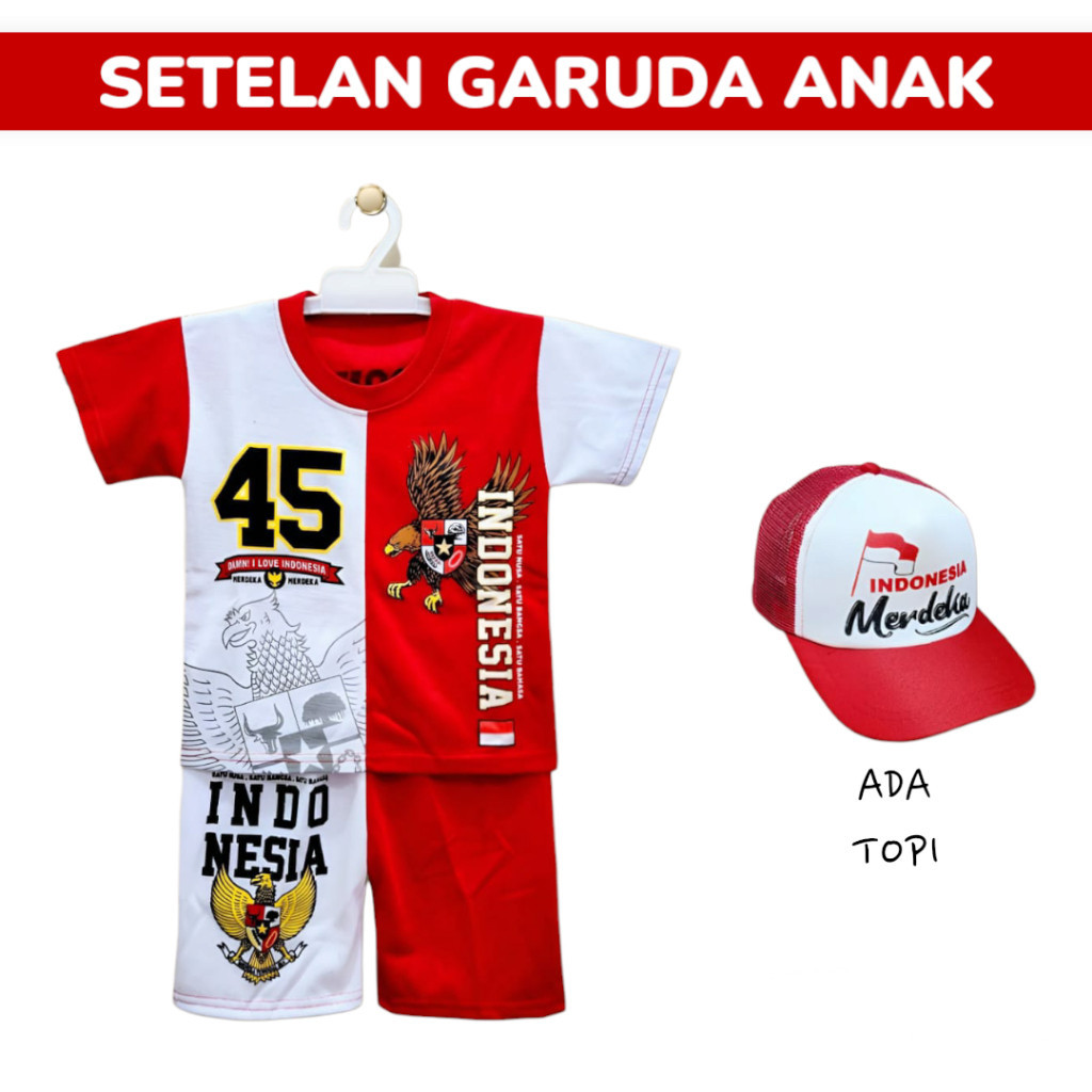 MERAH PUTIH Newest Happy Merdeka Kids Set Garuda Baju Kaos Distro 17 ...