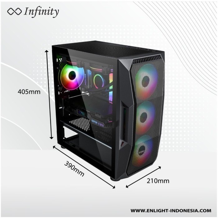 HITAM Infinity POSEIDON V2 CASE - MATX GAMING CASE - INCLUDE 3 FAN ...