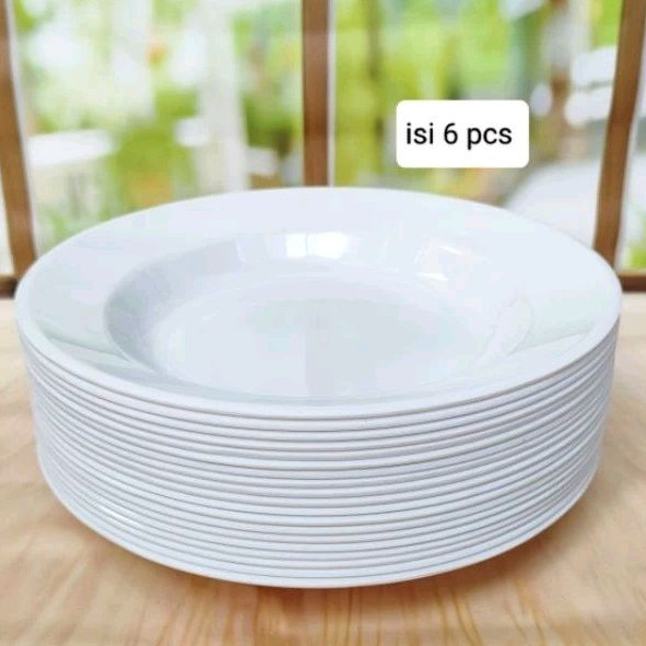 PUTIH 6pcs Plain White Round Dinner Plates melamine meishing food grade ...