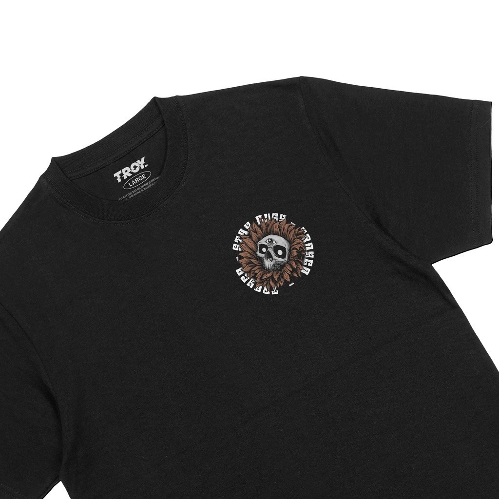 Troy Company T-Shirt Kaos Hitam Stay Busy Series Sun Skull Flower MT ...