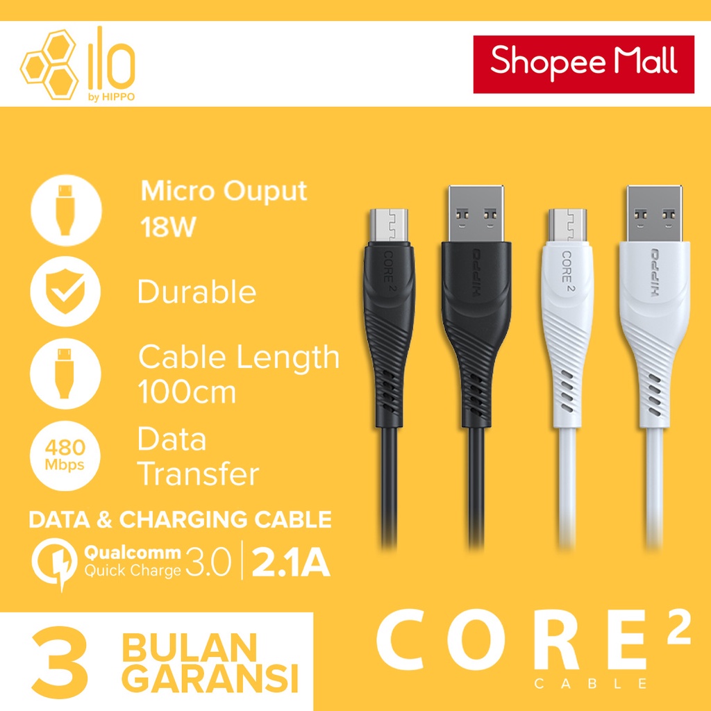 Hippo Data Cable Fast Charging Core 2 USB to Micro 2.1A Quick Charge 3. ...