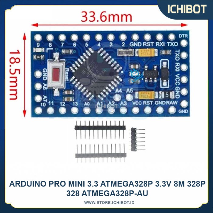 Arduino Pro Mini 3.3 ATMEGA328P 3.3V 8M 328P 328 ATMEGA328P-AU | Shopee ...